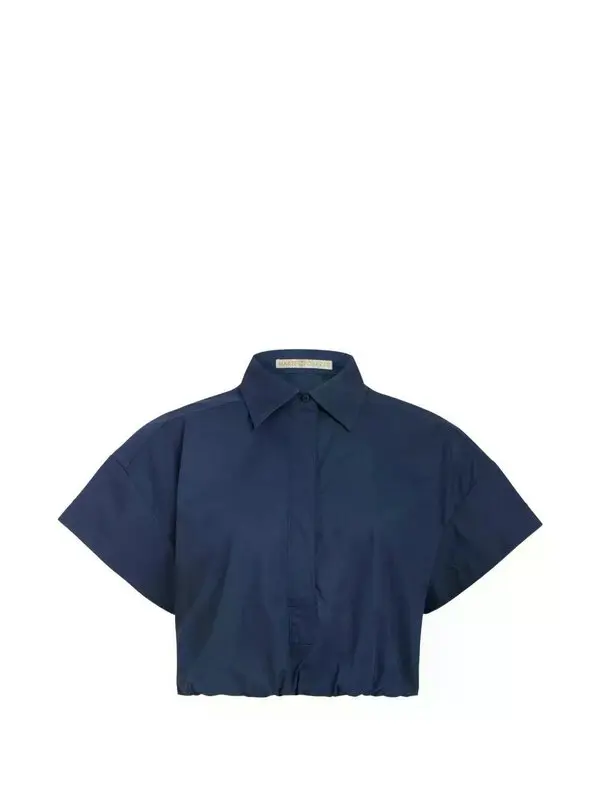 MARIE OLIVER Sierra Elasticated Cropped Polo Top - Blue