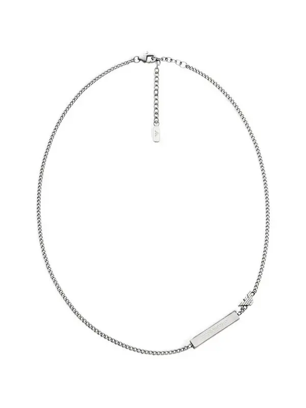 Emporio Armani Logo-plaque Curb-chain Necklace - Silver