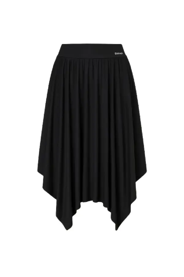 CONQUISTA Asymmetric Midi Skirt With Flowing Silhouette - Black