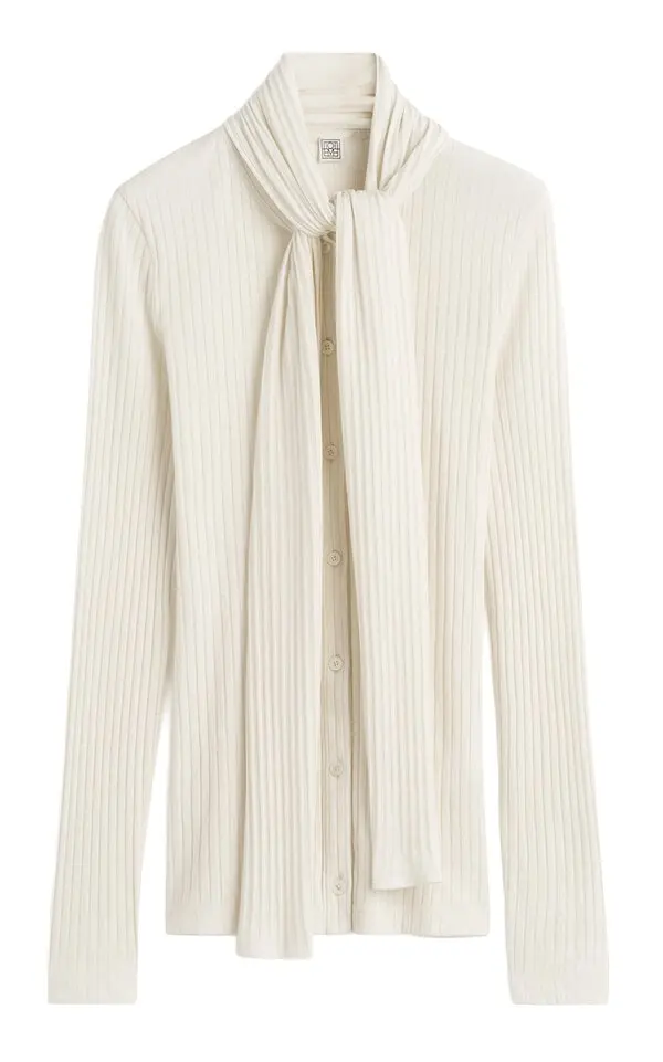 TOTEME Bow Ribbed Knit Top