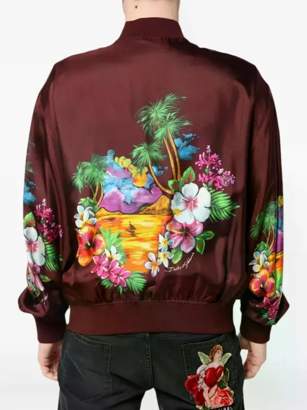 Dolce & Gabbana Tropical-print Silk Jacket