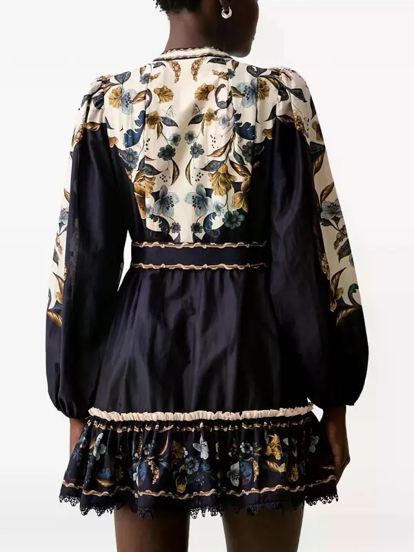 Farm Rio Belted Floral-print Mini Dress