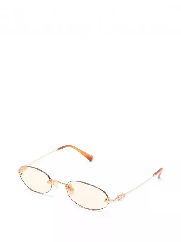 Miu Miu Oval-frame Sunglasses - Gold
