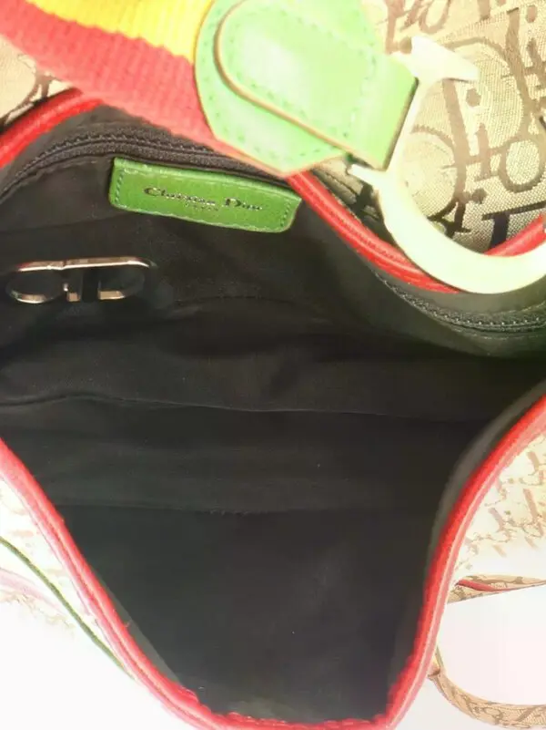 Dior Vintage Rasta Saddle Bag Diorissimo Canvas Medium Shoulder Bag