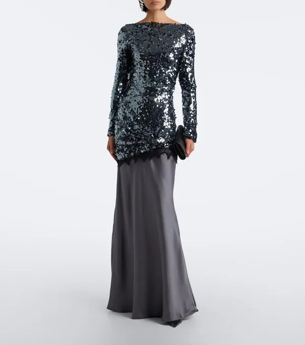Christopher Esber Lace-trimmed Sequined Paneled Gown