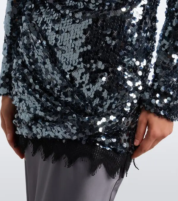 Christopher Esber Lace-trimmed Sequined Paneled Gown