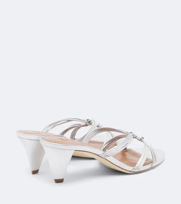 Staud Carrie Metallic Leather Mules