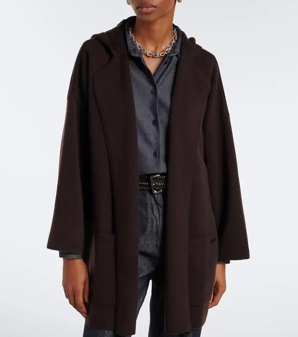 Max Mara Hooded Wool And Cashmere Cardigan