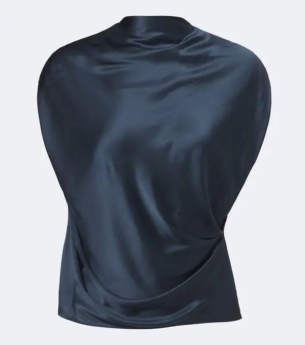 THE SEI Draped Silk Charmeuse Top