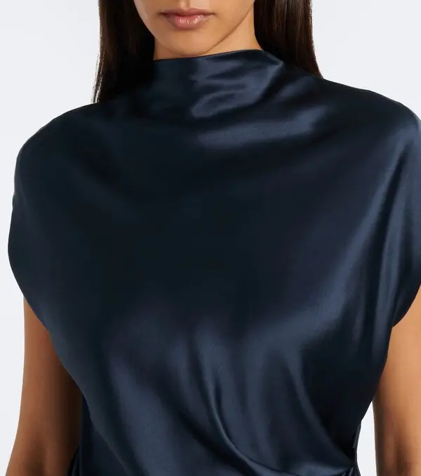 THE SEI Draped Silk Charmeuse Top