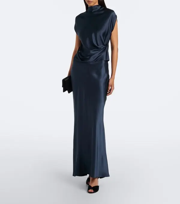 THE SEI Draped Silk Charmeuse Top