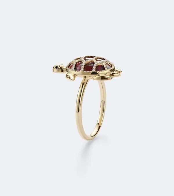 Yvonne Léon Tortue 9kt Ring With Diamonds And Resin