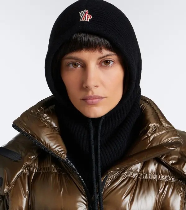 Moncler Logo Ribbed-knit Wool And Cashmere Balaclava