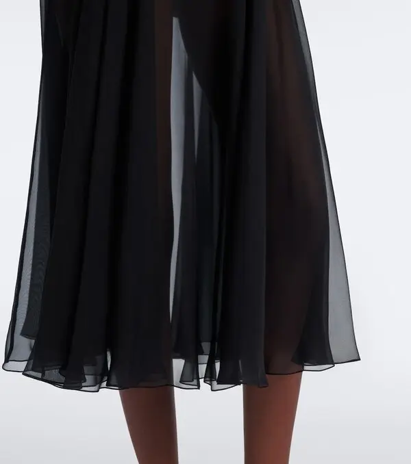 Dolce & Gabbana Pleated Sheer Silk Chiffon Midi Skirt