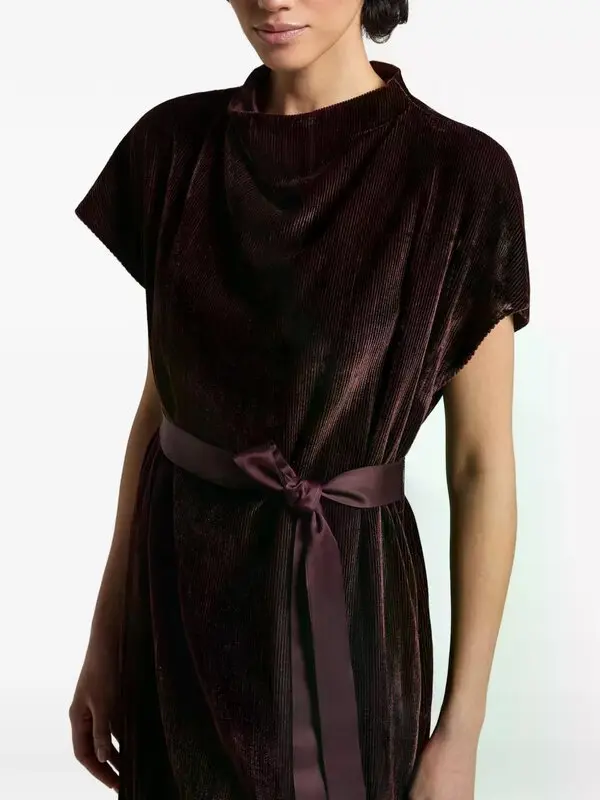 Peserico Belted Ribbed-velvet Midi Dress - Red