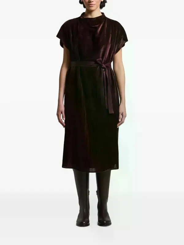 Peserico Belted Ribbed-velvet Midi Dress
