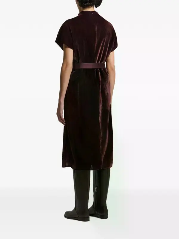 Peserico Belted Ribbed-velvet Midi Dress