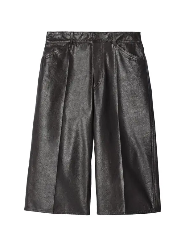 LEMAIRE Leather Bermudas - Brown