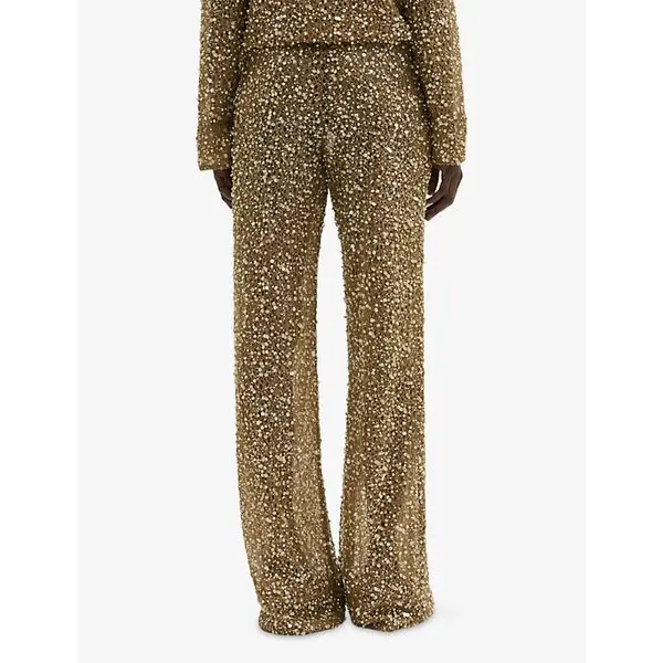 MALINA Pamela Embellished-sequin Straight-leg Trousers