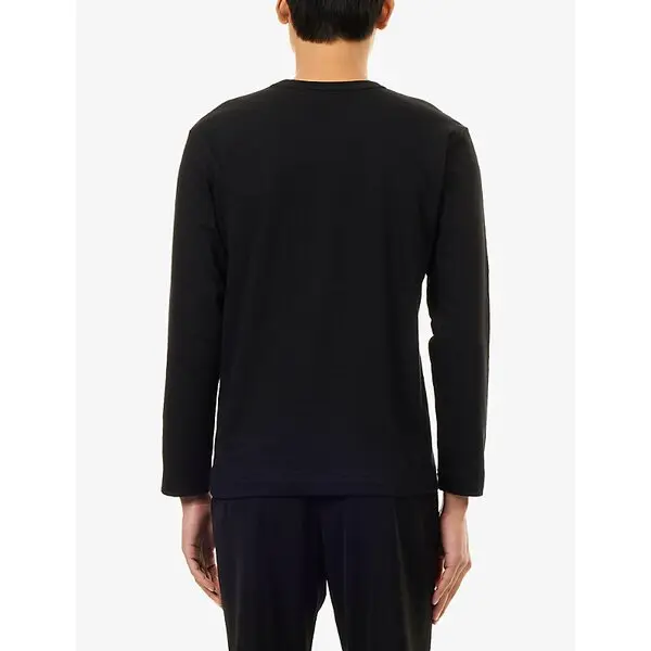 Play Comme Des Garcon Heart Motif-logo Long-sleeve Cotton T-shirt - Black