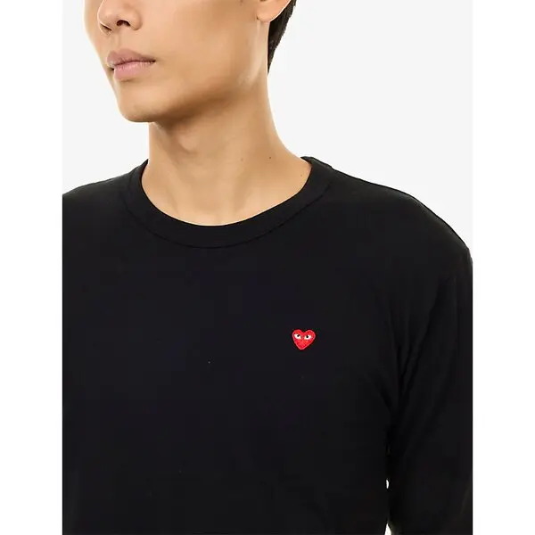 Play Comme Des Garcon Heart Motif-logo Long-sleeve Cotton T-shirt - Black