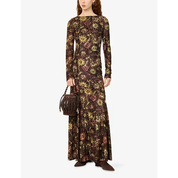 SIEDRES Alin Floral-pattern Mesh Maxi Dress