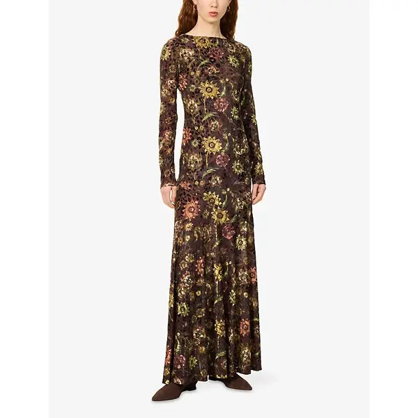SIEDRES Alin Floral-pattern Mesh Maxi Dress