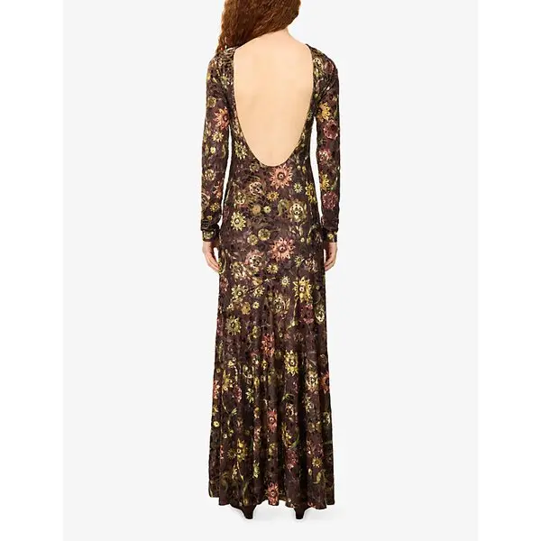 SIEDRES Alin Floral-pattern Mesh Maxi Dress