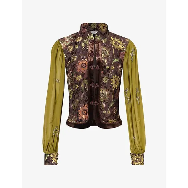 SIEDRES Gilie Floral-pattern Velvet Top