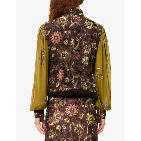 SIEDRES Gilie Floral-pattern Velvet Top