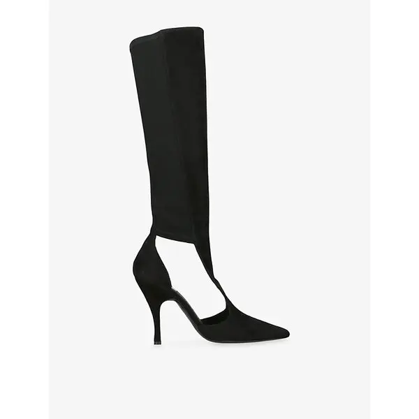AZZEDINE ALAIA Cut-out Suede Heeled Knee-high Boots