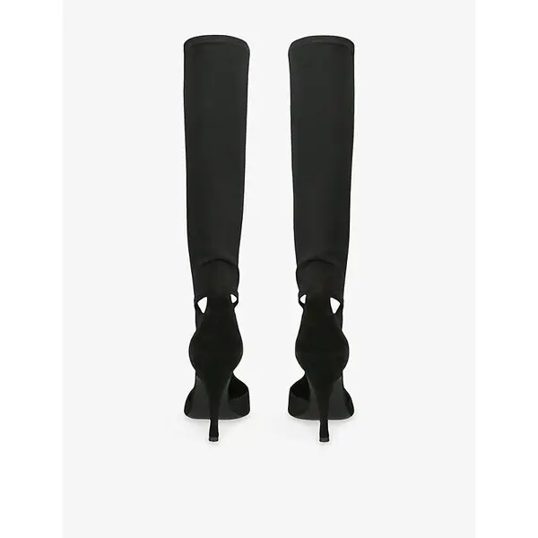 AZZEDINE ALAIA Cut-out Suede Heeled Knee-high Boots