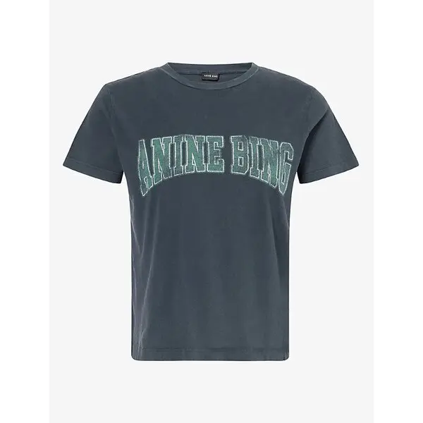 ANINE BING Shelley Logo-print Cotton T-shirt - Black