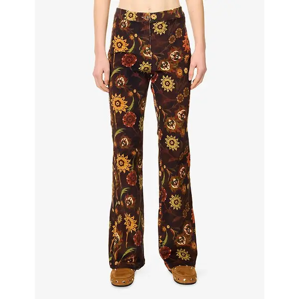 SIEDRES Isla Floral-pattern Corduroy Trousers