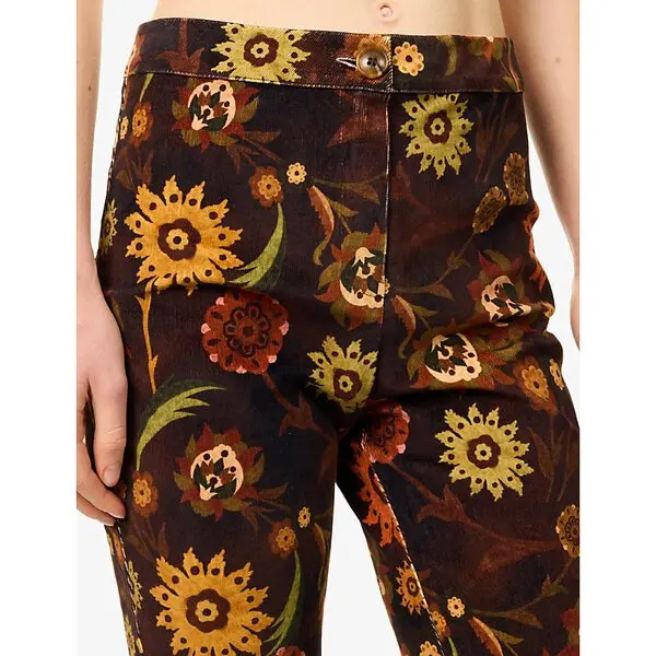 SIEDRES Isla Floral-pattern Corduroy Trousers