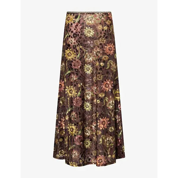 SIEDRES Siny Floral-pattern Mesh Maxi Skirt