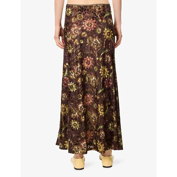 SIEDRES Siny Floral-pattern Mesh Maxi Skirt