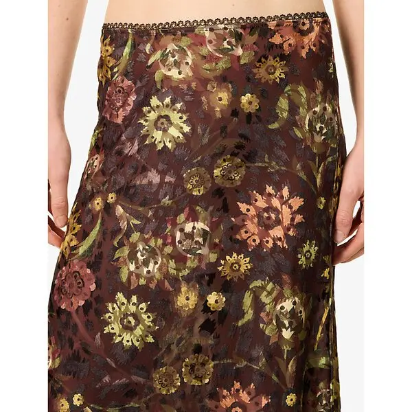 SIEDRES Siny Floral-pattern Mesh Maxi Skirt