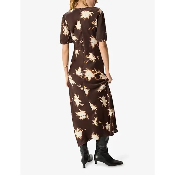 Whistles Shadow Floral-print Woven Midi Dress