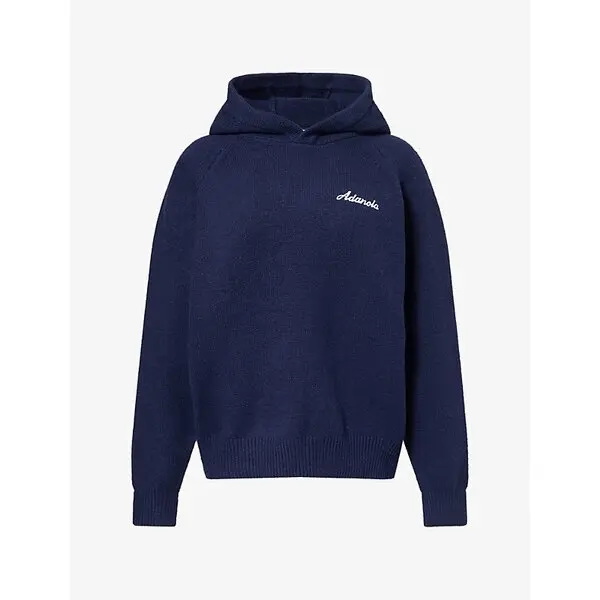 ADANOLA Logo-embroidered Oversize Cotton-knit Hoodie - Navy