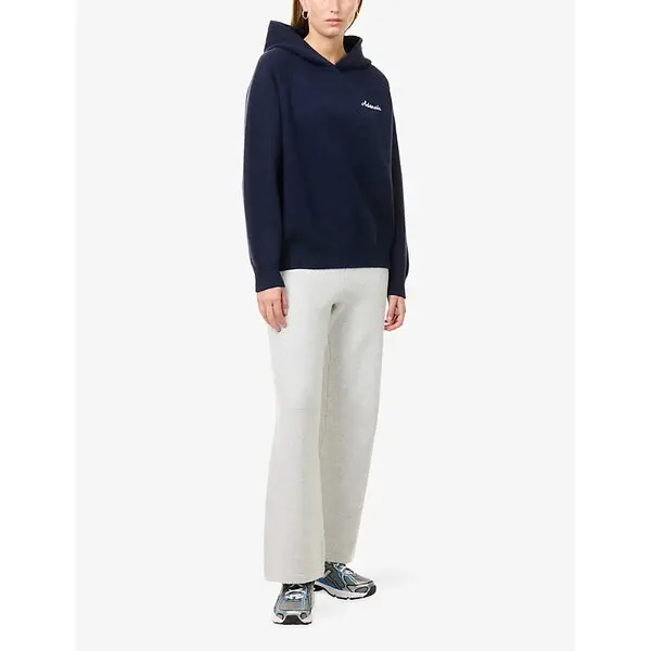 ADANOLA Logo-embroidered Oversize Cotton-knit Hoodie - Navy