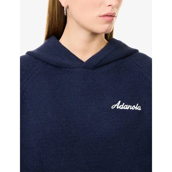 ADANOLA Logo-embroidered Oversize Cotton-knit Hoodie - Navy