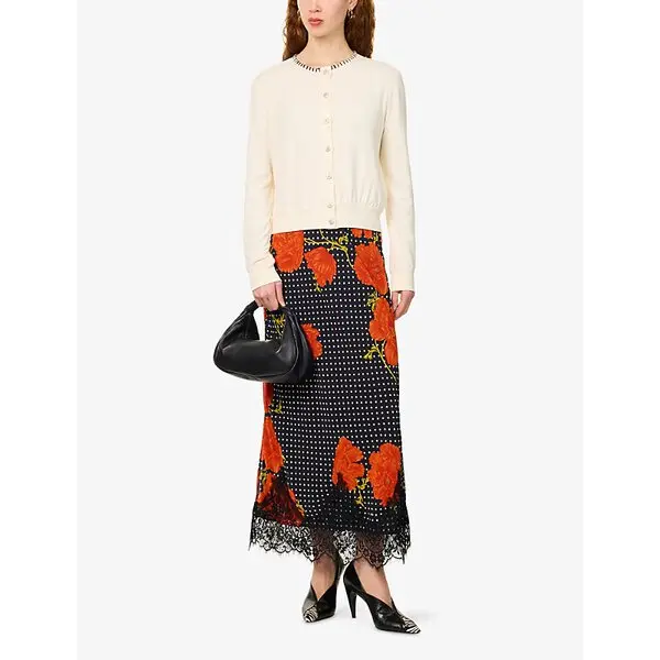 NEVER FULLY DRESSED Poppy Lace-trim Mesh Midi Skirt