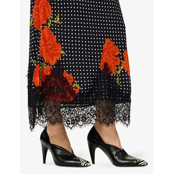 NEVER FULLY DRESSED Poppy Lace-trim Mesh Midi Skirt