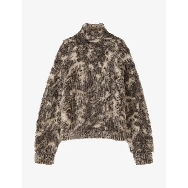JOSEPH Esme Animal-print Alpaca-blend Jumper