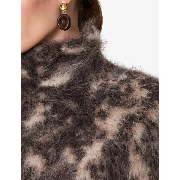 JOSEPH Esme Animal-print Alpaca-blend Jumper