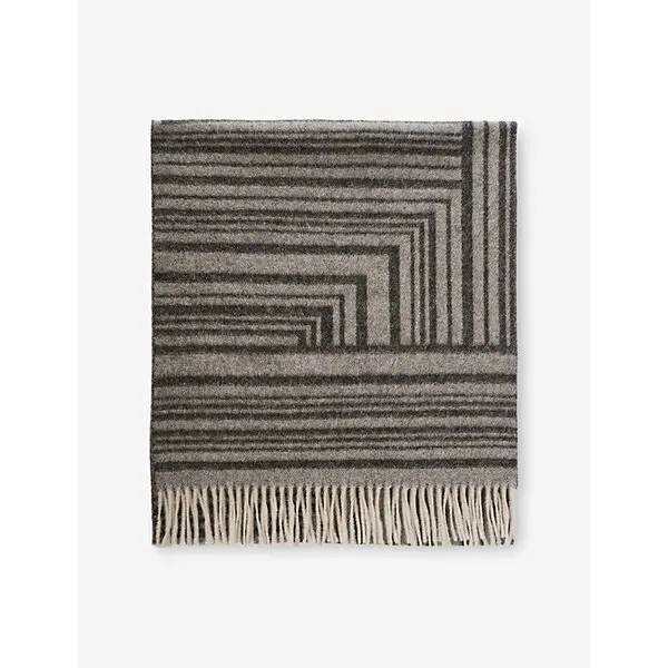 JOSEPH Ayla Grid-pattern Wool And Cashmere Scarf - Graphite/cement