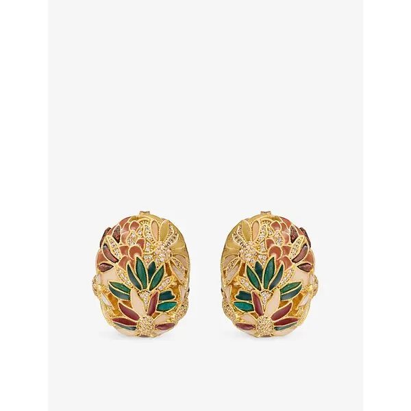 Zimmermann Botanica Crystal-embellished Gold-plated Brass Stud Earrings