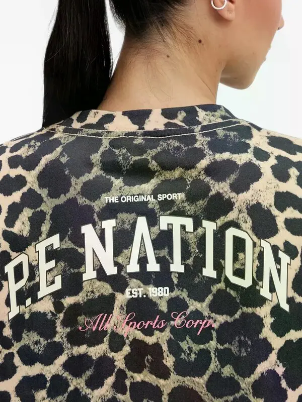 P.E Nation Leopard-print Logo-print T-shirt
