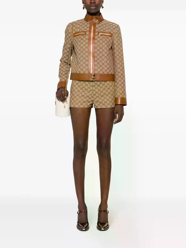 Gucci Gg-canvas Leather-trim Jacket
